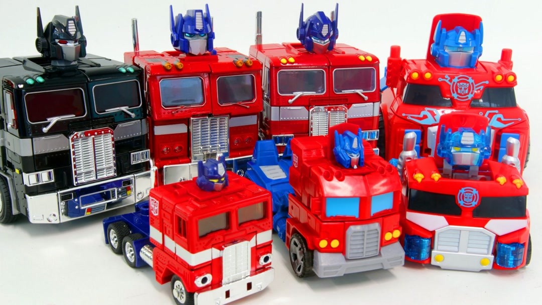 5辆不同大小的擎天柱卡车汽车机器人模型玩具组装