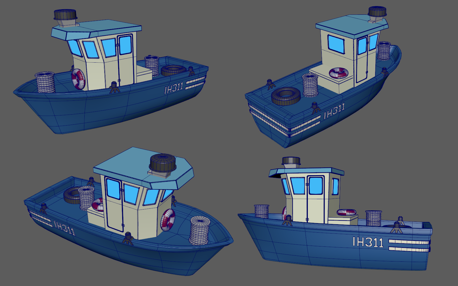 学习不犯困--MAYA多边形建模小艇