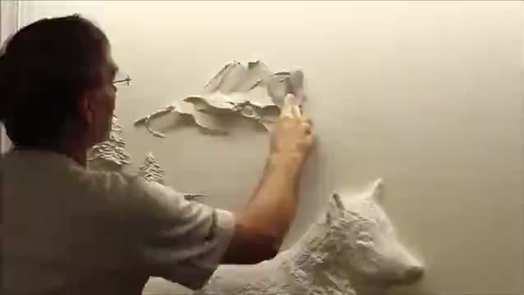 大师用石膏直接在墙上作画太漂亮了!