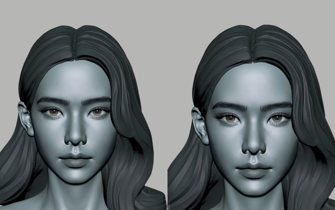 【zbrush新手教程】从零开始教学zbrush人物建模——韩系美女模型制作