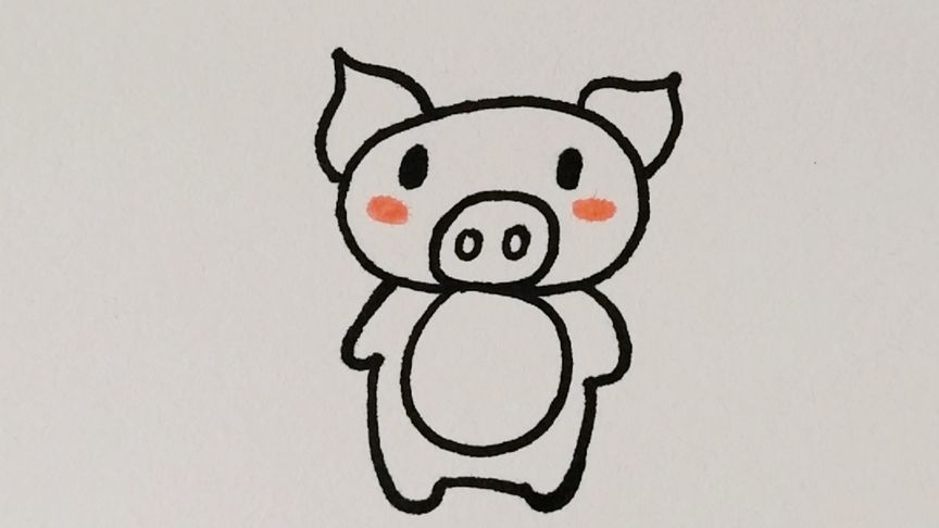 数字8画一只小猪简笔画