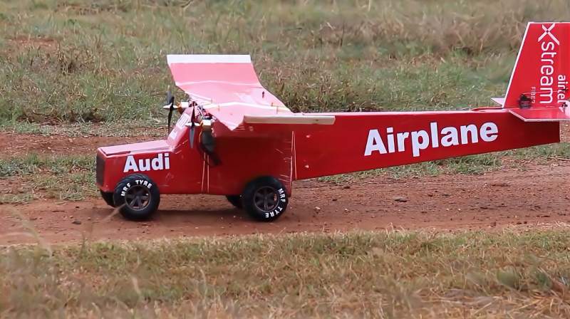 传说中的飞行汽车模型,当飞上天那一刻,好想自己也做一架!