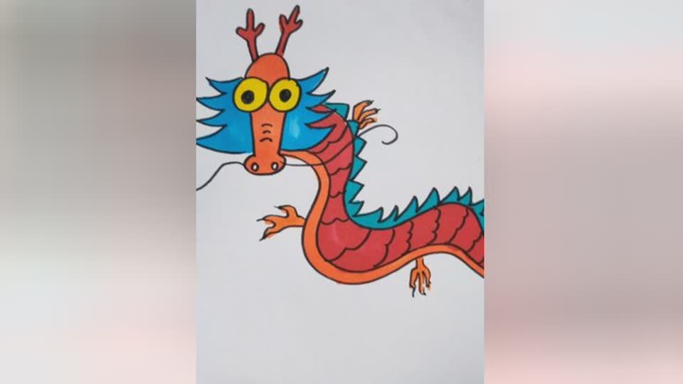 我和弟弟比赛画龙 #简笔画 #儿童简笔画 #儿童画 #画画