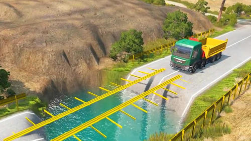 车祸模拟器:用护栏建的临时桥梁村民能顺利通过吗?