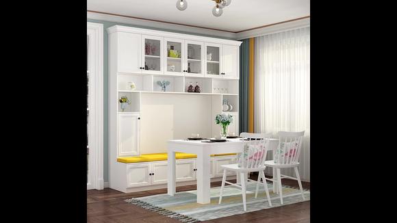 现代卡座式餐边柜酒柜一体靠墙多功能家用餐厅储物柜定制