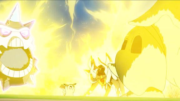 不亏是小智的皮卡丘,面对那么多的超进化宝可梦,实力毫不逊色!