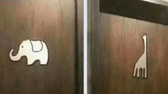 厕所门的"大象和长颈鹿"如何区分性别?设计师:跟身体构造有关