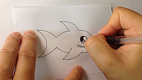 儿童简笔画系列.简单鲨鱼的画法