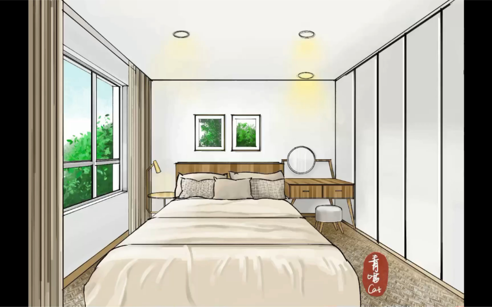 【ipad手绘】procreate室内效果图绘画过程