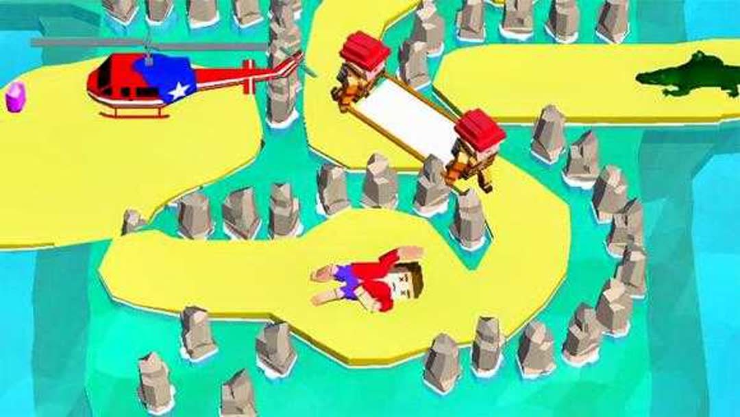 救援模拟器:避开鳄鱼的道路,拯救被困的大叔