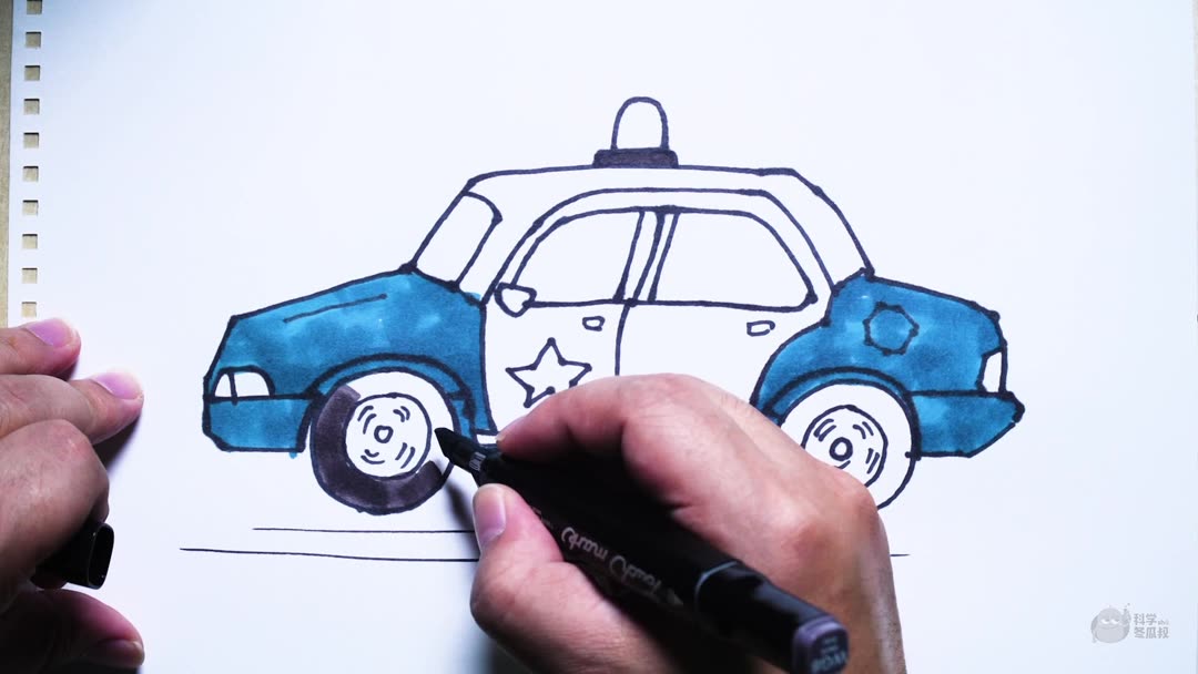 神笔简笔画 警车, 儿童绘画早教场景教程大全