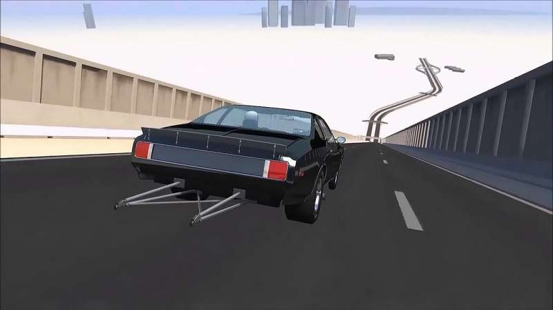 车祸模拟:汽车行驶嵌入道路中的尖桩,导致车辆碰撞