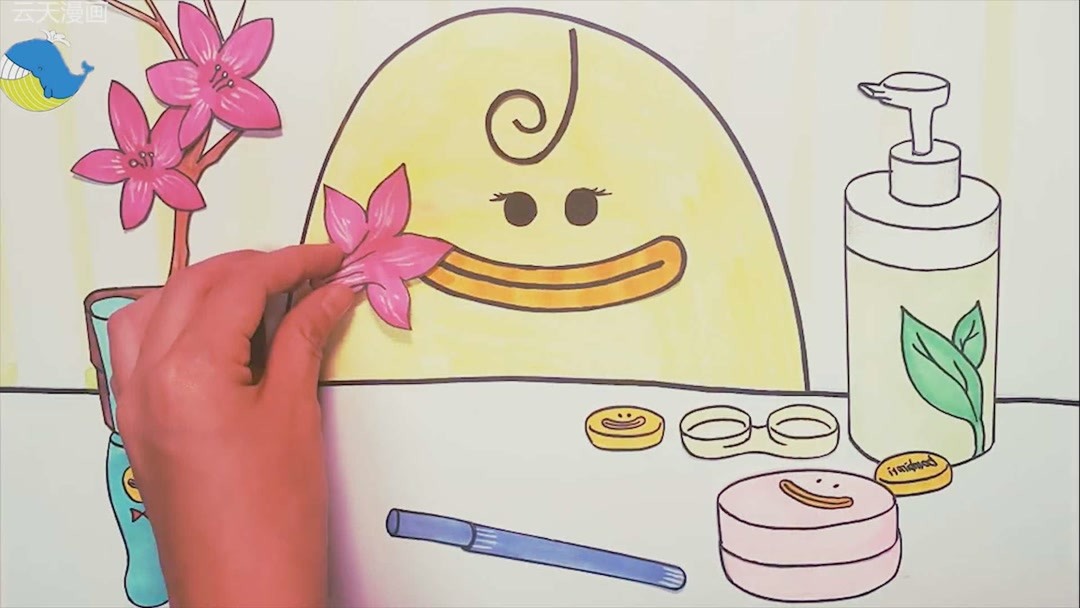 美食手绘画面 创意定格动画,手绘画画 爱美的土豆化妆