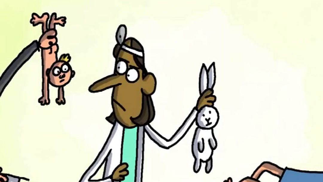 脑洞动画:医生为孕妇接生了一只兔子,回头看那孩子竟在丈夫手里