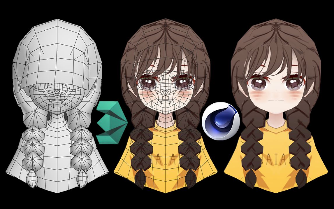 【3DMAX建模】拉box开始人头大型、嘴巴、鼻子、头发布线,UV.手绘...