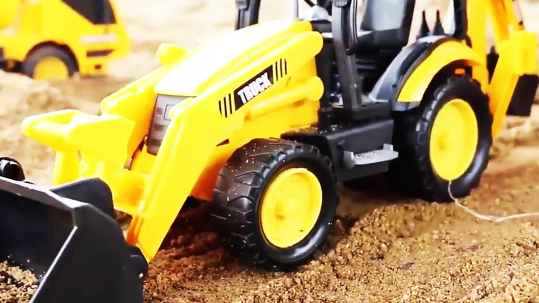 挖掘机、工程车玩具模拟工作视频