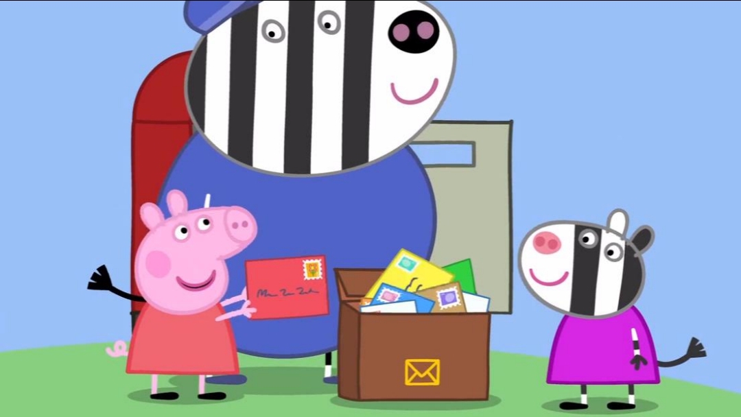 小猪佩奇:斑马苏怡的爸爸是邮递员,佩奇可以看到信筒里自己的信
