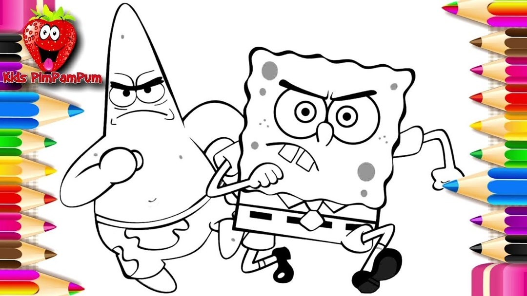 小朋友益智 绘画:如何画生气的海绵宝宝和派大星