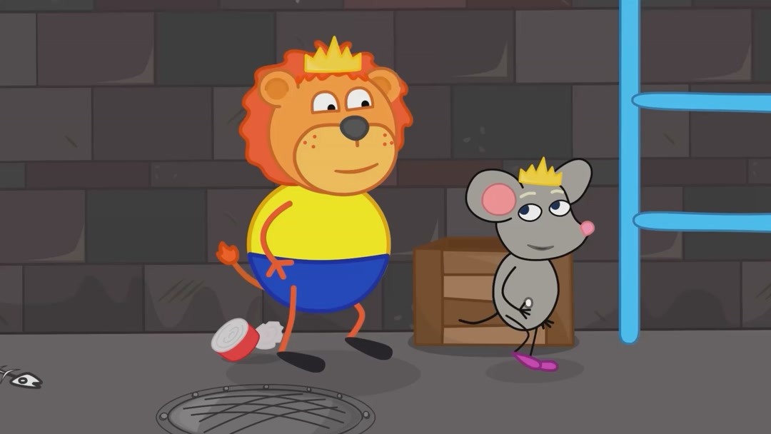 小狮子启蒙动画:小狮子和小老鼠推开蝙蝠石雕,掉进了金币堆里