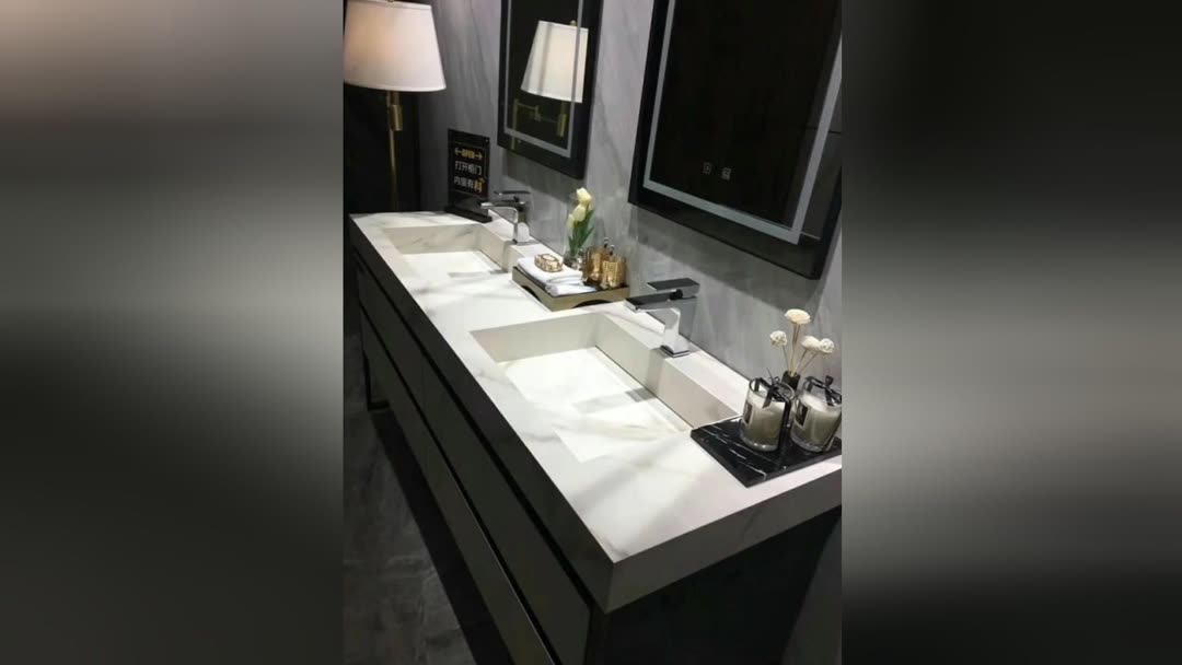 顶级岩板,精密加工。瓷砖做的洗手台,好看吗?