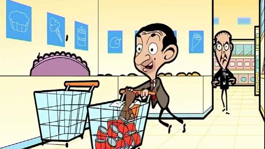 憨豆动画版:憨豆到哪都不得安宁,一次购物把超市搞得鸡犬不宁