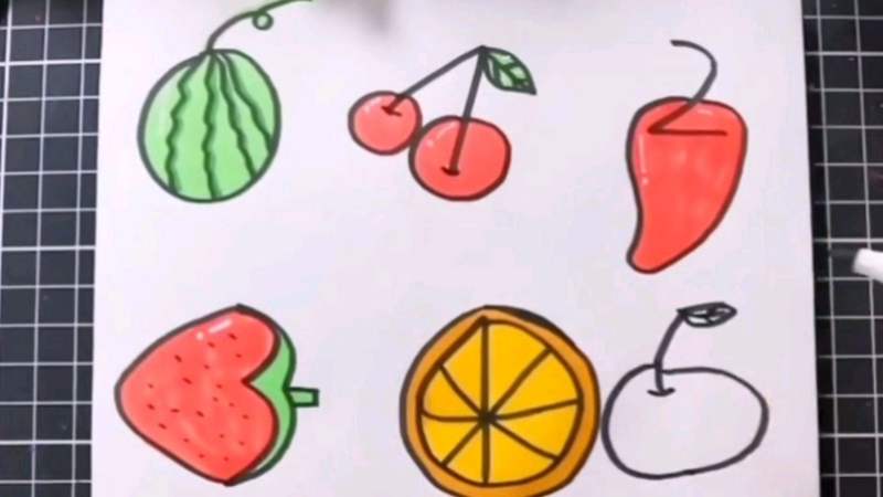 用数字画出夏日缤纷水果,有孩子的赶紧学起来吧