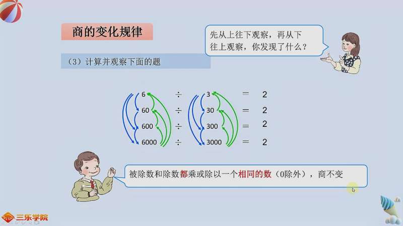 人教版数学小学四年级上册第17课:商的变化规律,算个易错知识点