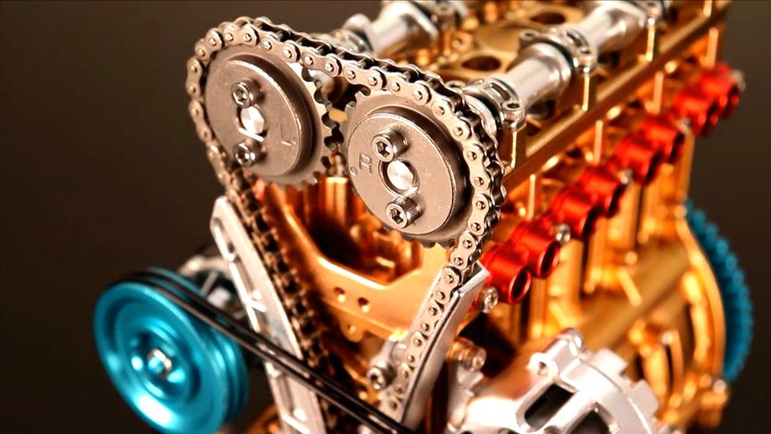 精致的全金属发动机模型组装,可以动的哦