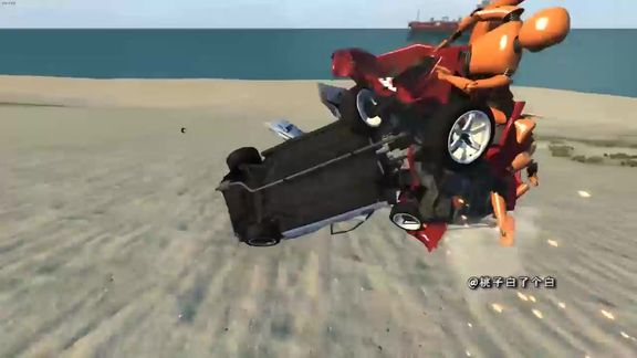 高速下坡路的交通事故 汽车零件飞满天 拟真车祸模拟beamng