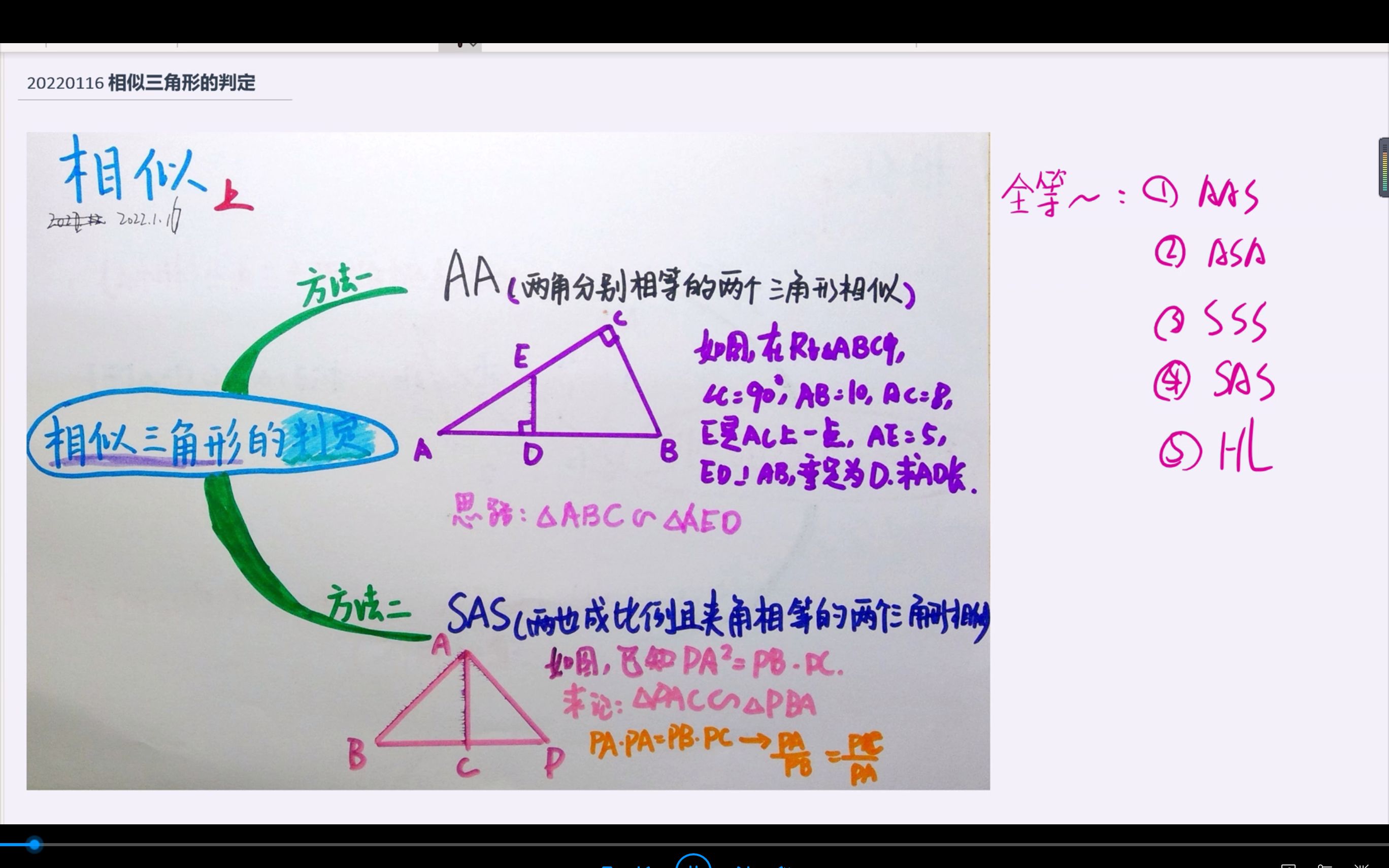 陈梓铫小微课:初三数学-上 20220116 相似三角形的判定