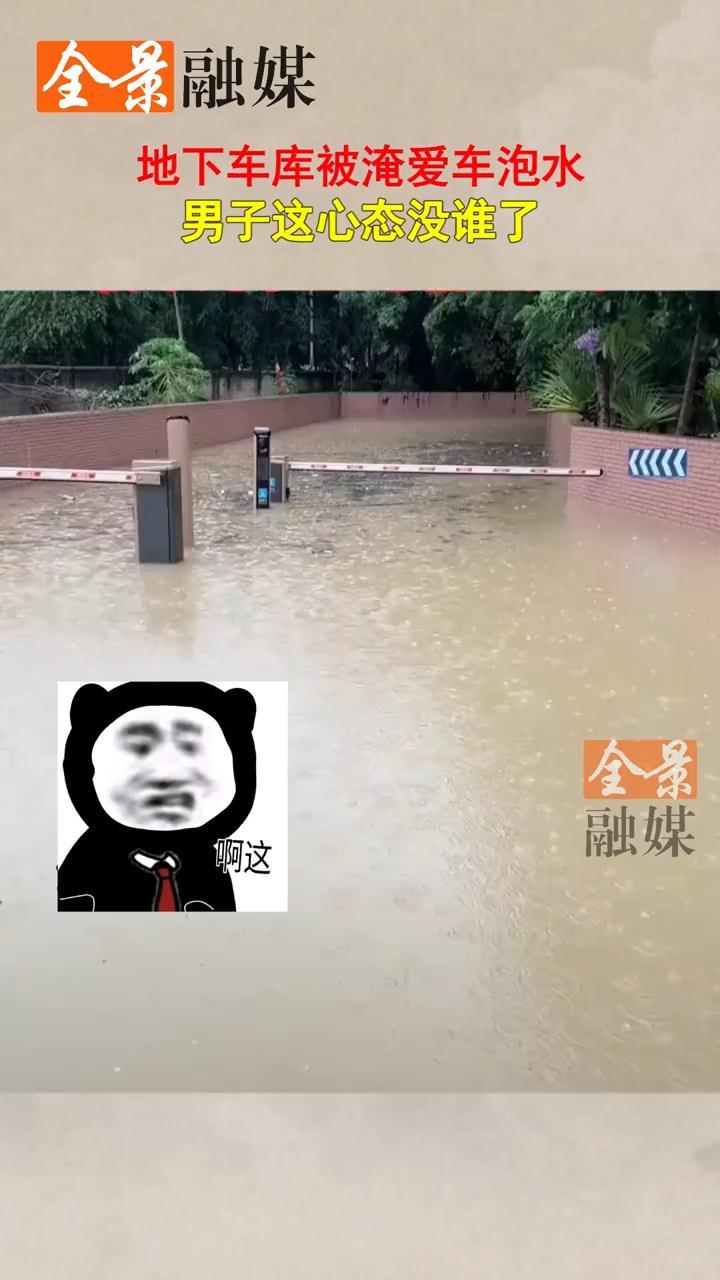 地下车库被淹,爱车泡水,男子这心态没谁了#暴雨过后#大家注意安全#...