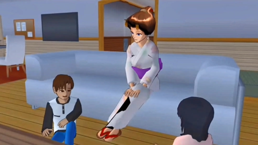 樱花校园模拟器:狗蛋和小花一起听奶奶讲关于美人鱼的故事