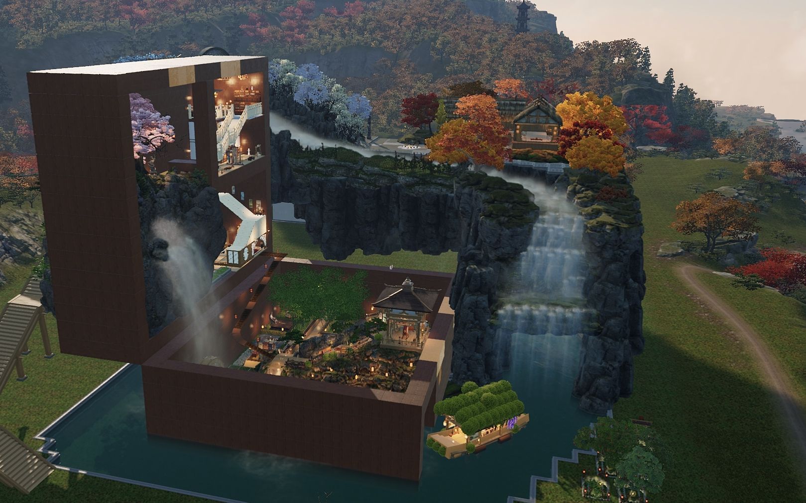 天刀端游别业家园设计蓝图模板【避世居】闺蜜小作坊(山中隐藏盒)