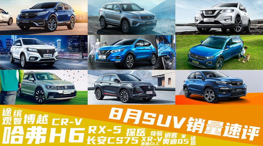 8月SUV销量前15出炉!自主SUV贡献近40%销量?