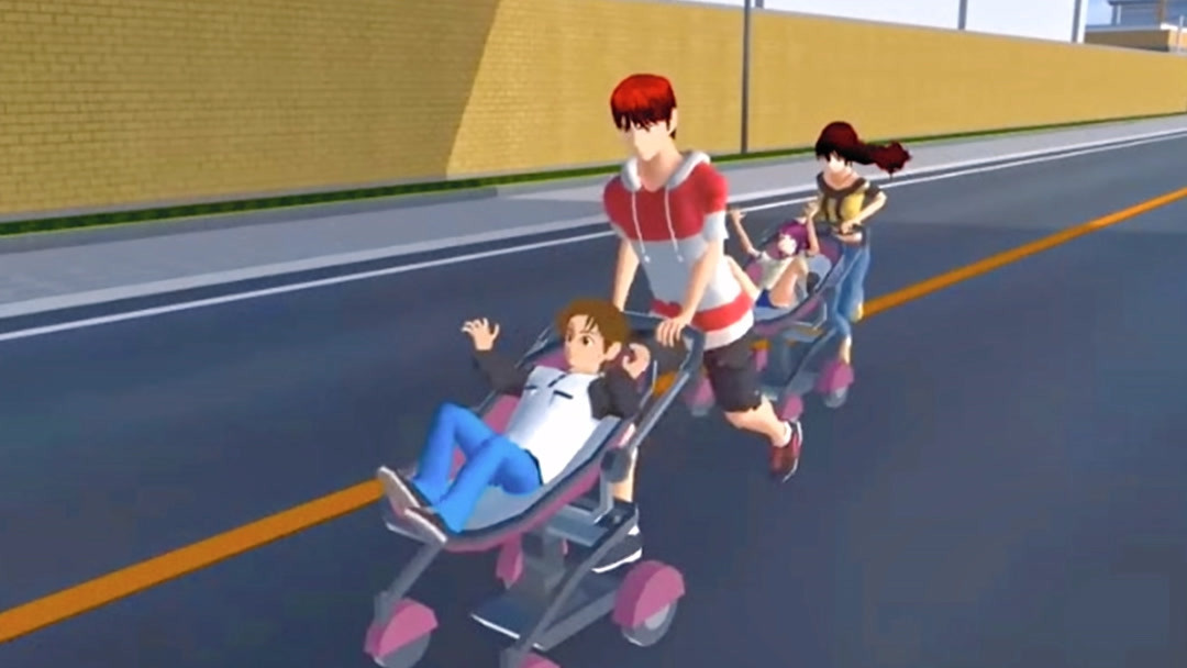 樱花校园模拟器:推婴儿奔跑大赛~~