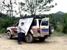 猛禽F-150皮卡房车12V车侧边电动遮阳棚