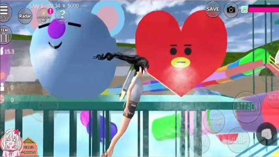 樱花校园模拟器,打卡BT21水上乐园!这里有樱校最长的水滑梯~