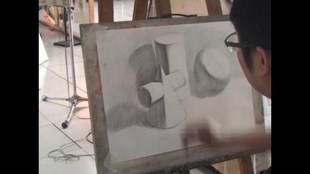 素描石膏几何体三个静物