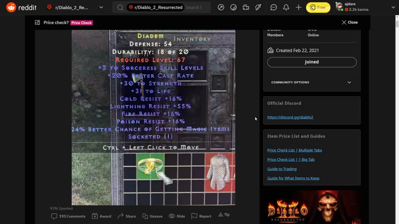 暗黑2重置版 暗黑中发现过的超神头环Diadem