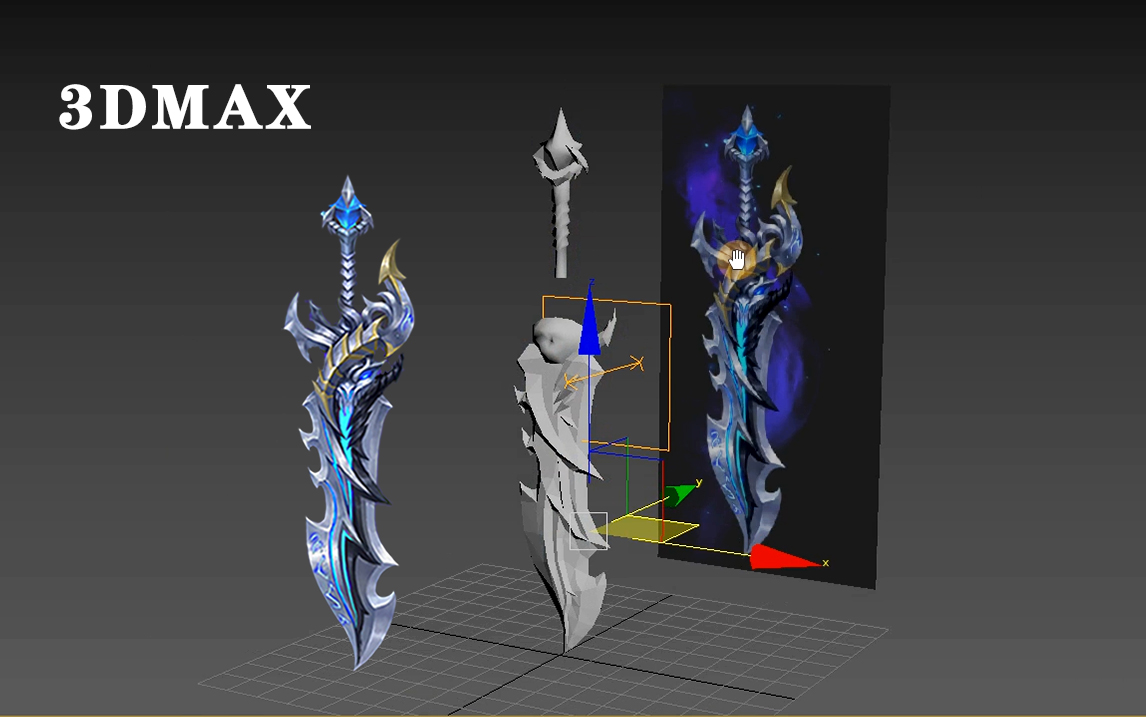 【3dmax建模】新手入门简单武器建模教程,3dmax武器模型布线教学,...