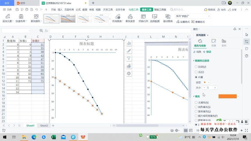 用WPS表格制作拆线图表