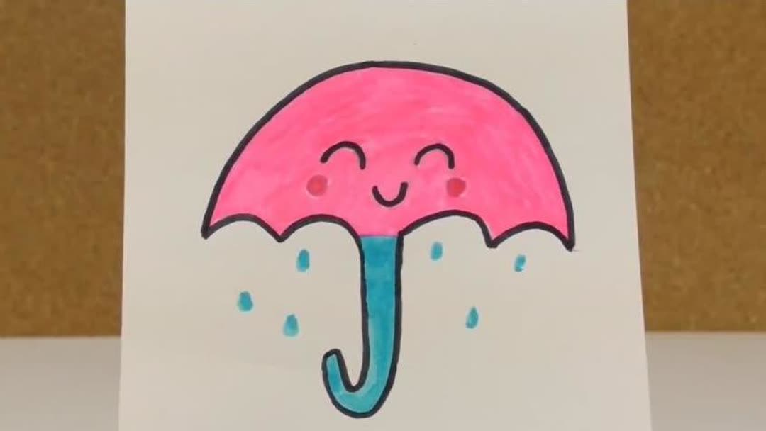 雨天出门什么用品必备的呢?绘画早教视频 简笔画雨伞吧