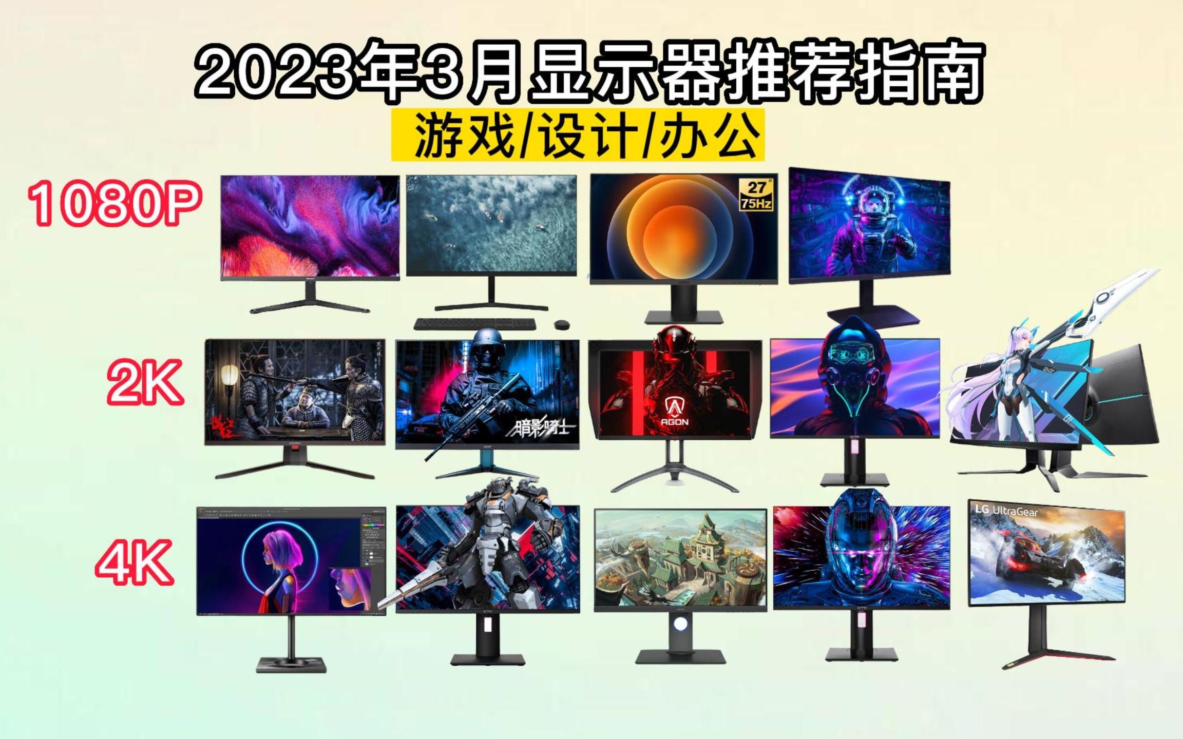 【显示器推荐】2023年3月 保姆及显示器选购指南|1080p| 、|2k| 、 |4k| ...