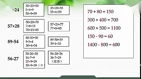 4月30日二年级数学两、三位数的加法和减法复习(1)