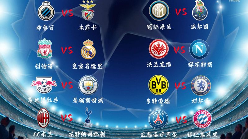 欧冠16强8/1淘汰赛抽签结果出炉