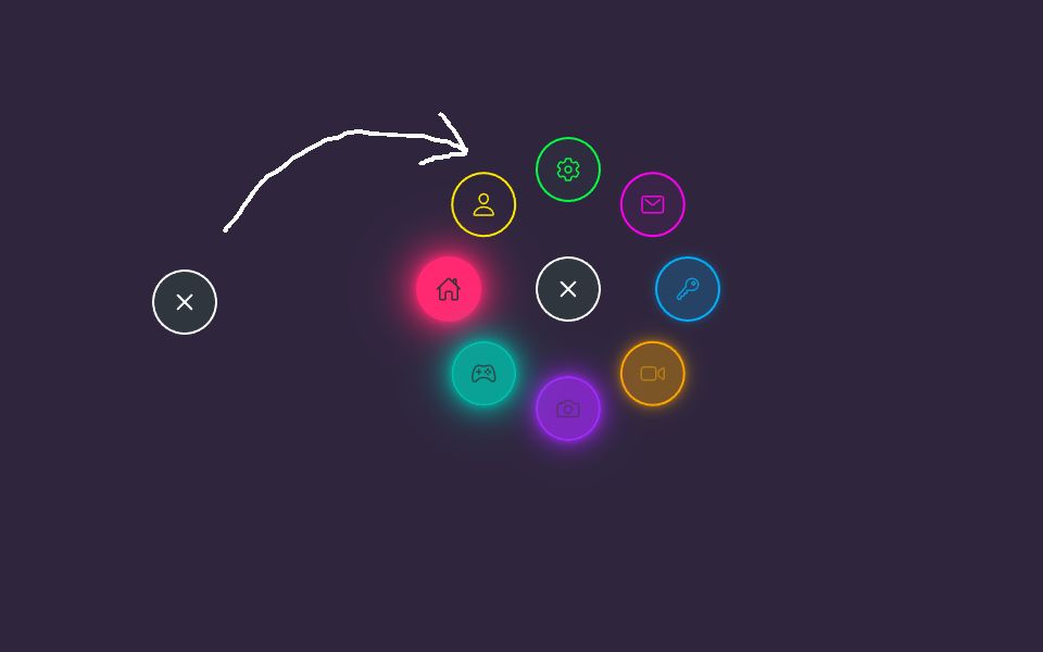 创建辐射样式菜单动画效果使用CSS,HTML 和 Javascript