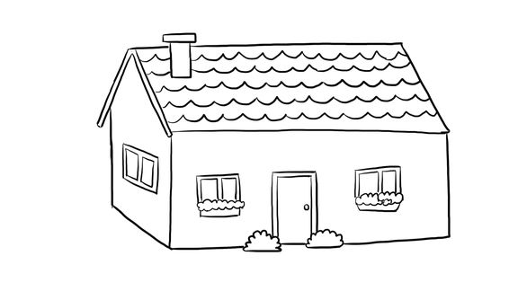 漂亮的瓦房儿童亲子简笔画