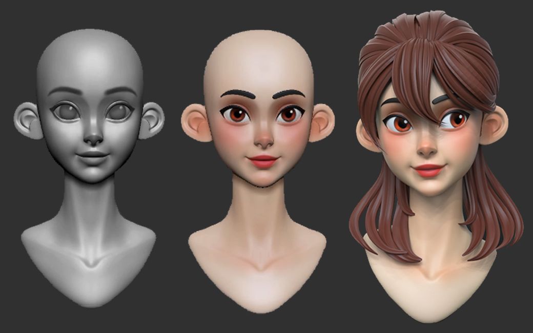 zbrush建模教程!从零基础开始教学女性人物角色建模 初学者快速学会...
