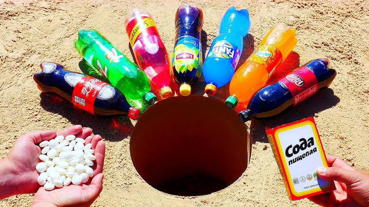 生活小实验,把汽水饮料、薄荷糖和小苏打放一起,结果好像失败了