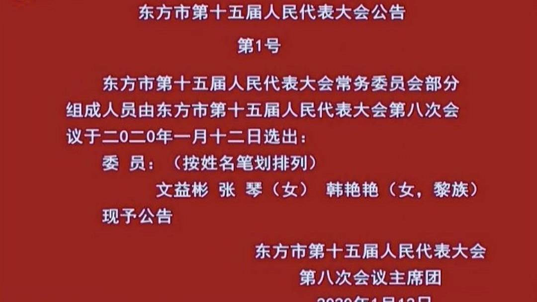 东方市第十五届人民代表大会公告